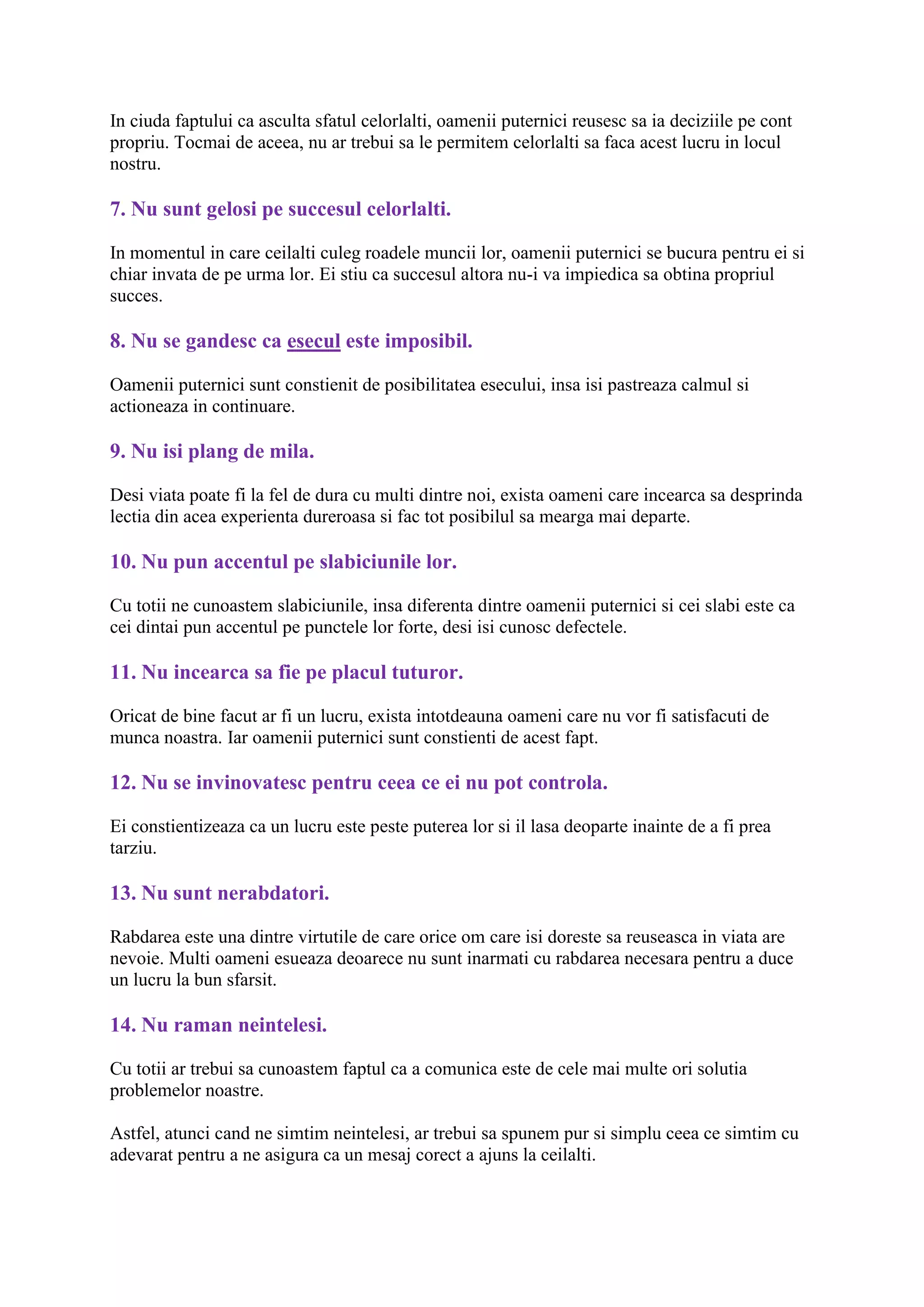 Lucruri pe care oamenii puternici nu le fac | PDF