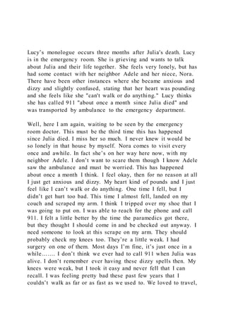 Lucy’s monologue occurs three months after Julias death. Lucy i | PDF