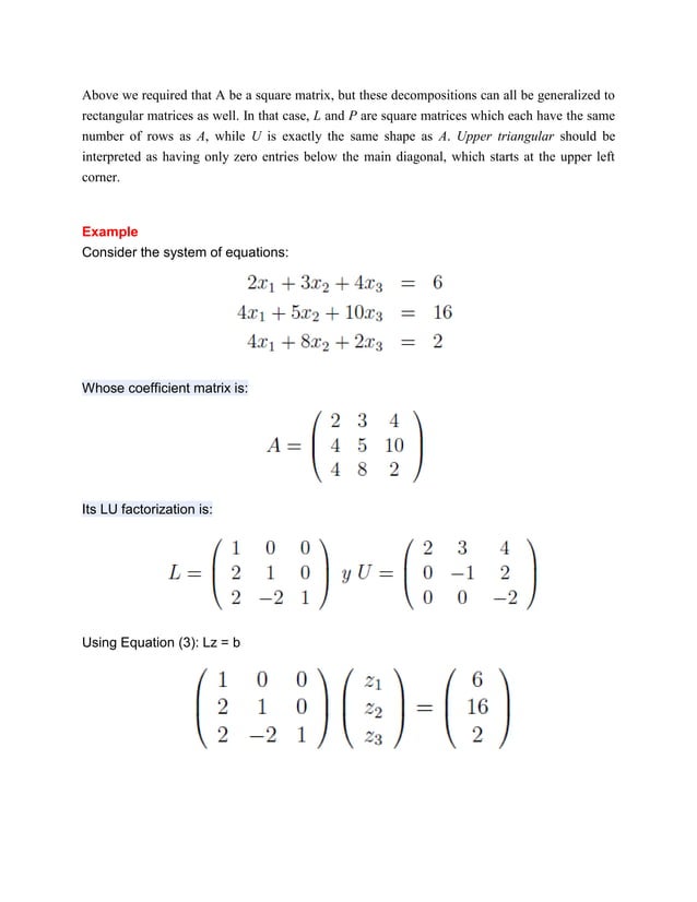 Lu decomposition | PDF