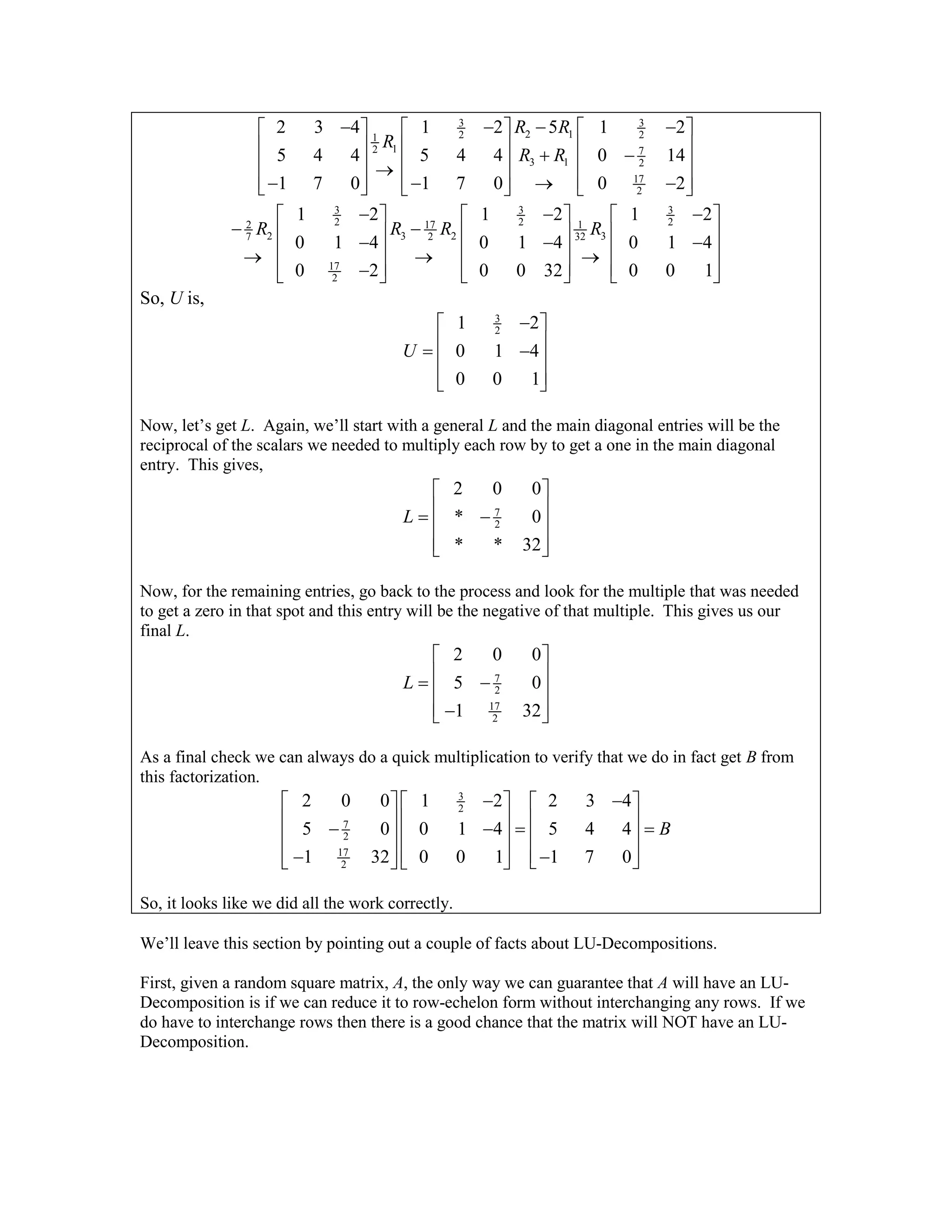 Lu decomposition | PDF