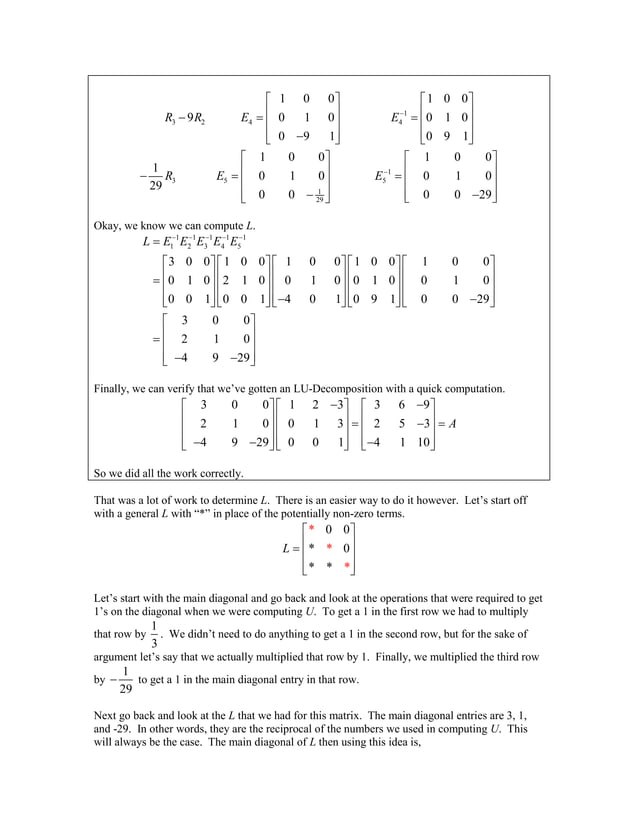 Lu decomposition | PDF