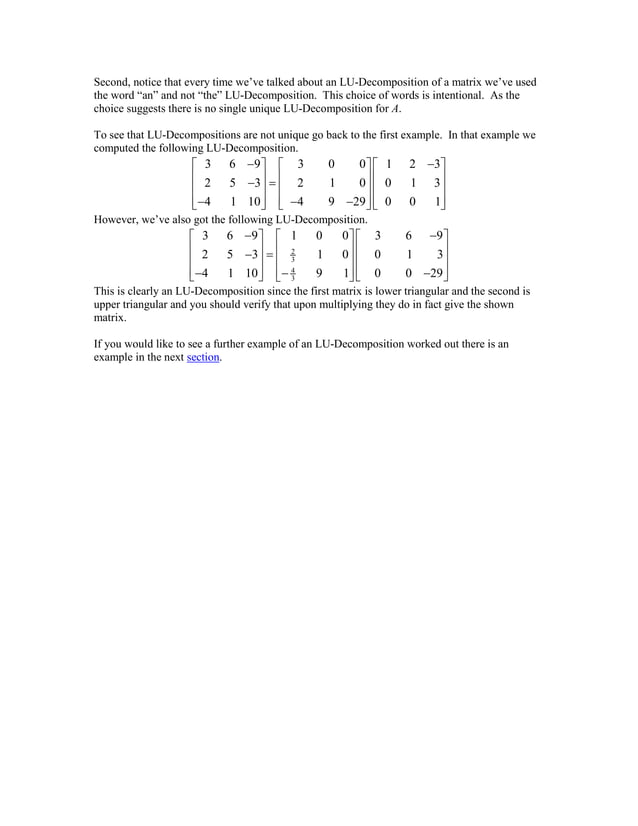 Lu decomposition | PDF