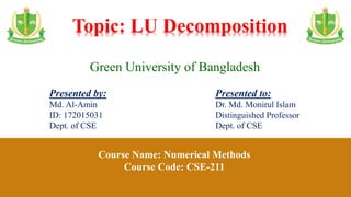 Lu Decomposition | PPTX