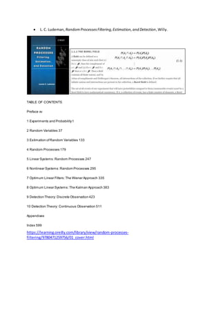 Ludeman random processes filtering estimation and detection | PDF