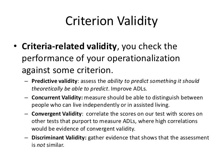 Criterion Validity Criteria related Validity Criterion Validity Criteria related Validity