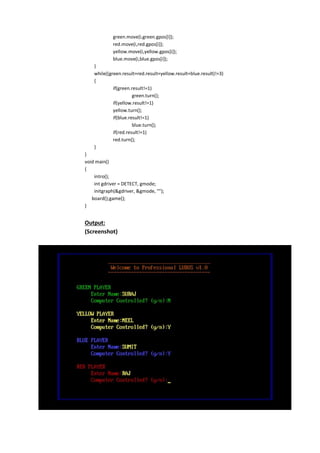 Ludo mini project in c++ | PDF