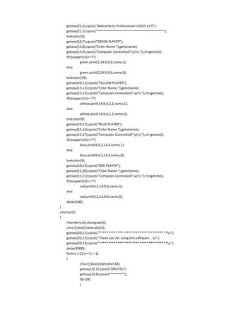 Ludo mini project in c++ | PDF