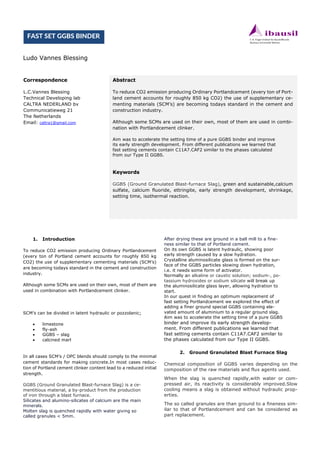 GGBS FAST SET CEMENT FREE BINDER | PDF