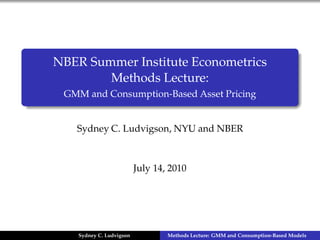 Ludvigson methodslecture 1 | PPT