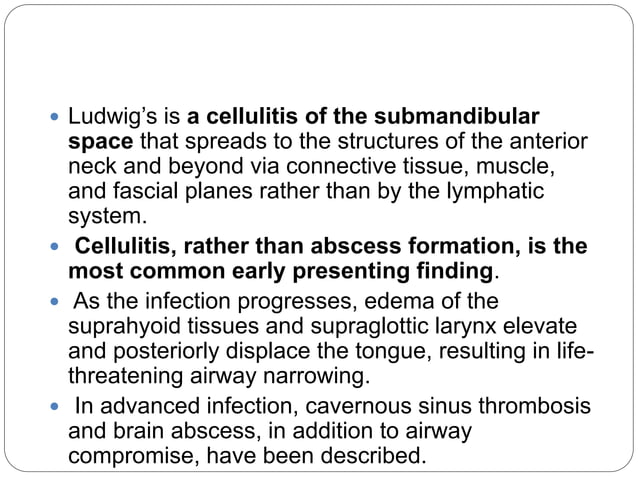 Ludwigs angina | PPTX | Ear, Nose and Throat Conditions | Diseases and ...