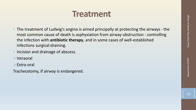 LUDWIGS ANGINA.pptx | Ear, Nose and Throat Conditions | Diseases and ...