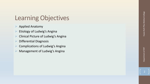 LUDWIGS ANGINA.pptx | Ear, Nose and Throat Conditions | Diseases and ...