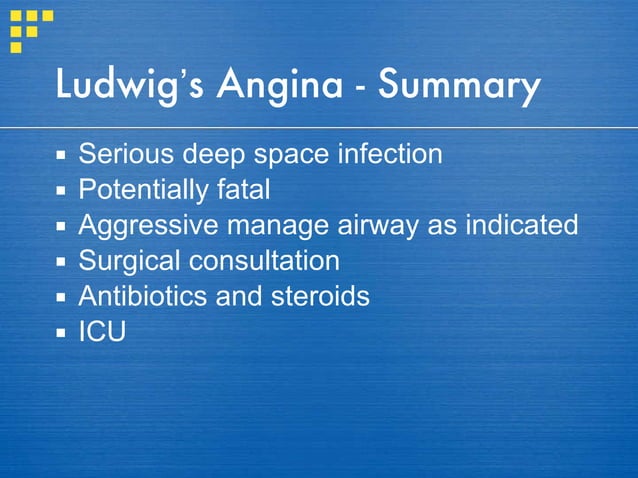 Ludwigs angina & anaesthetic management | PPT | Dental Health ...