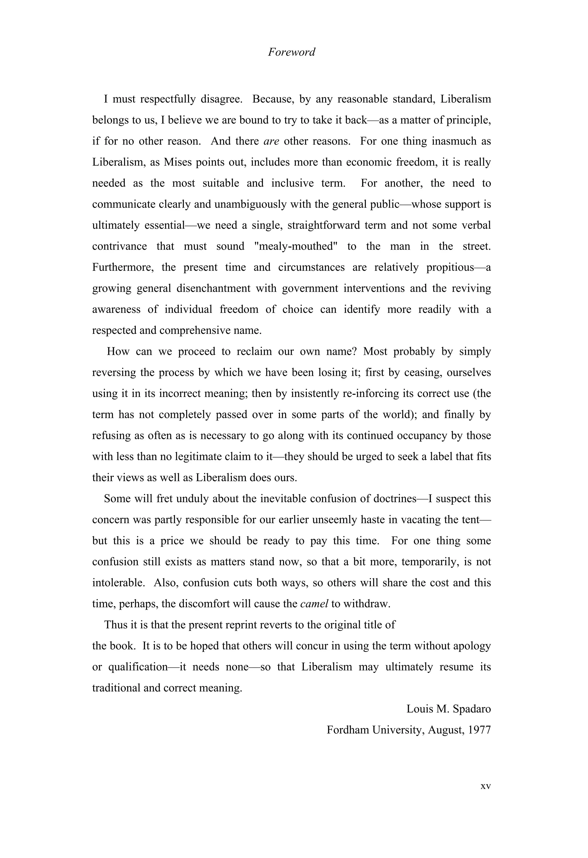 Ludwig von mises liberalism | PDF