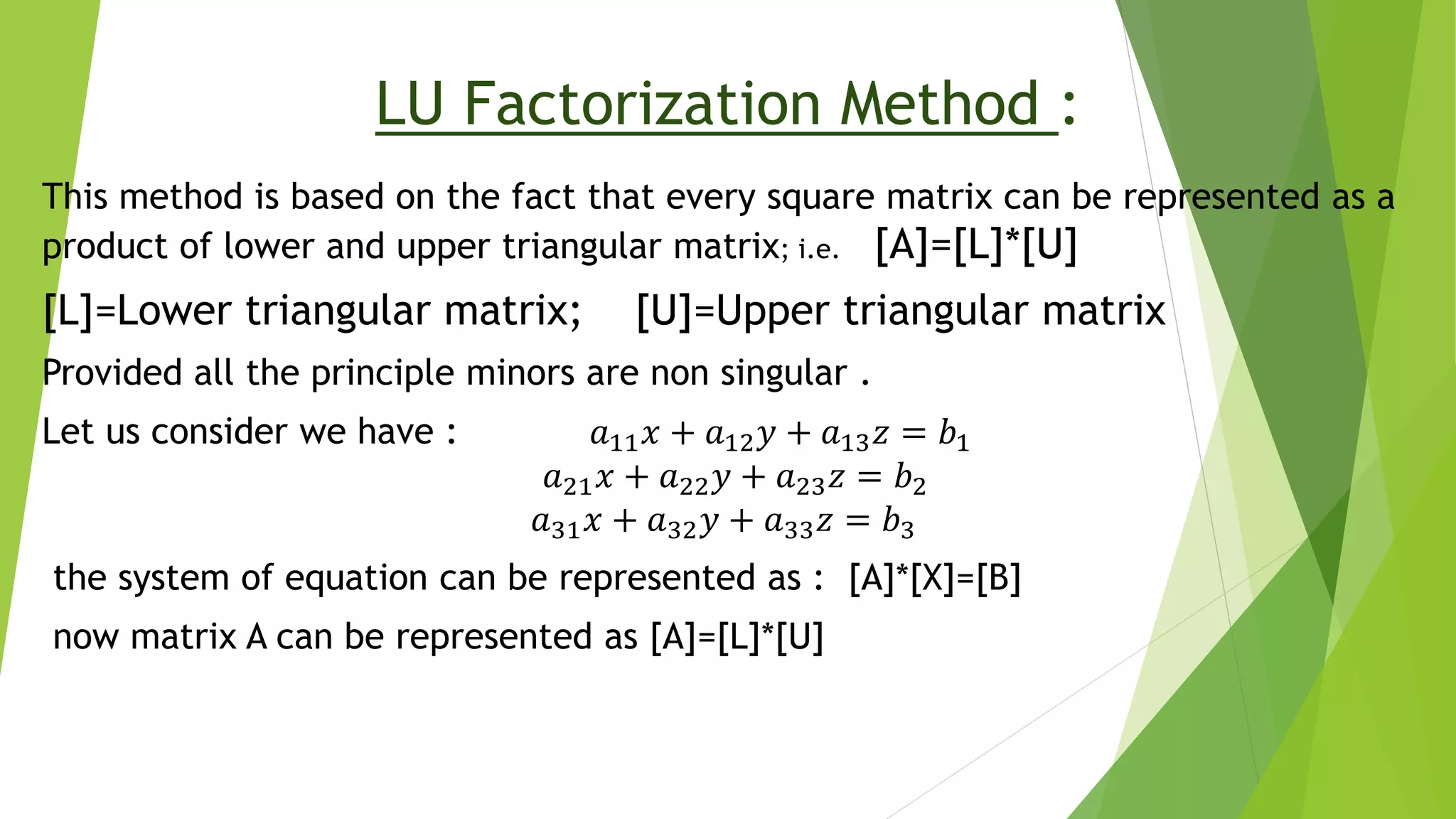LU FACTORIZATION METHOD | PPTX