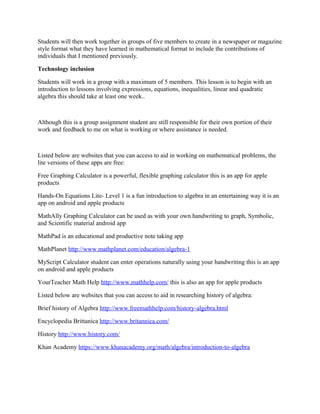 Lesson Plan Algebra | DOC