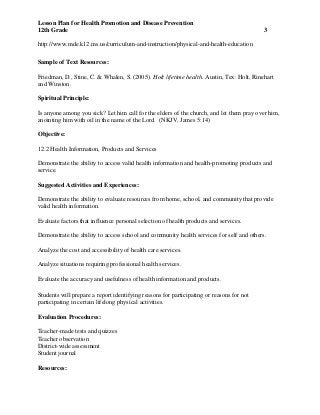 Lesson Plan Health | DOCX