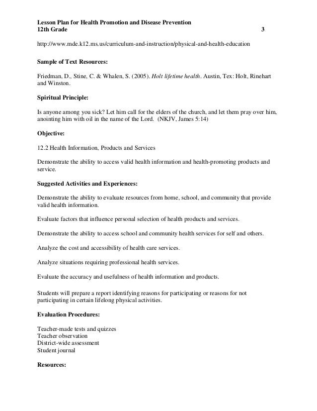 Lesson Plan Health | PDF