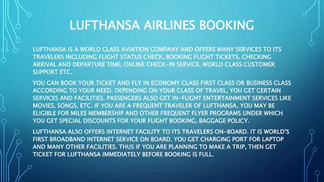 Lufthansa Airlines Reservations Process | PPT