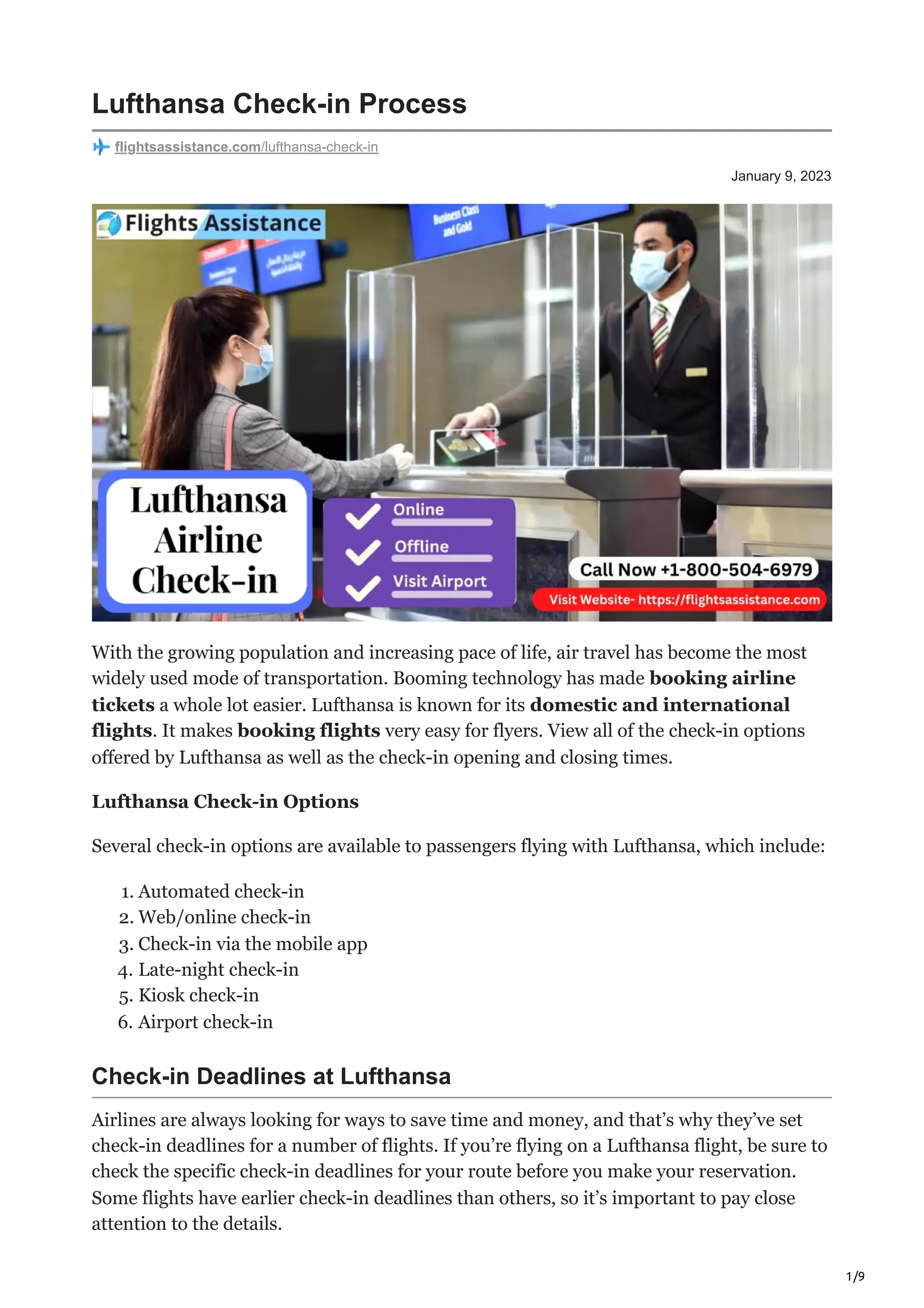 Lufthansa Airlines Check-in Process | PDF