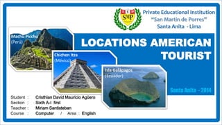 TOURIST PLACES OF AMERICA | PPTX | South America Travel | Travel Locations