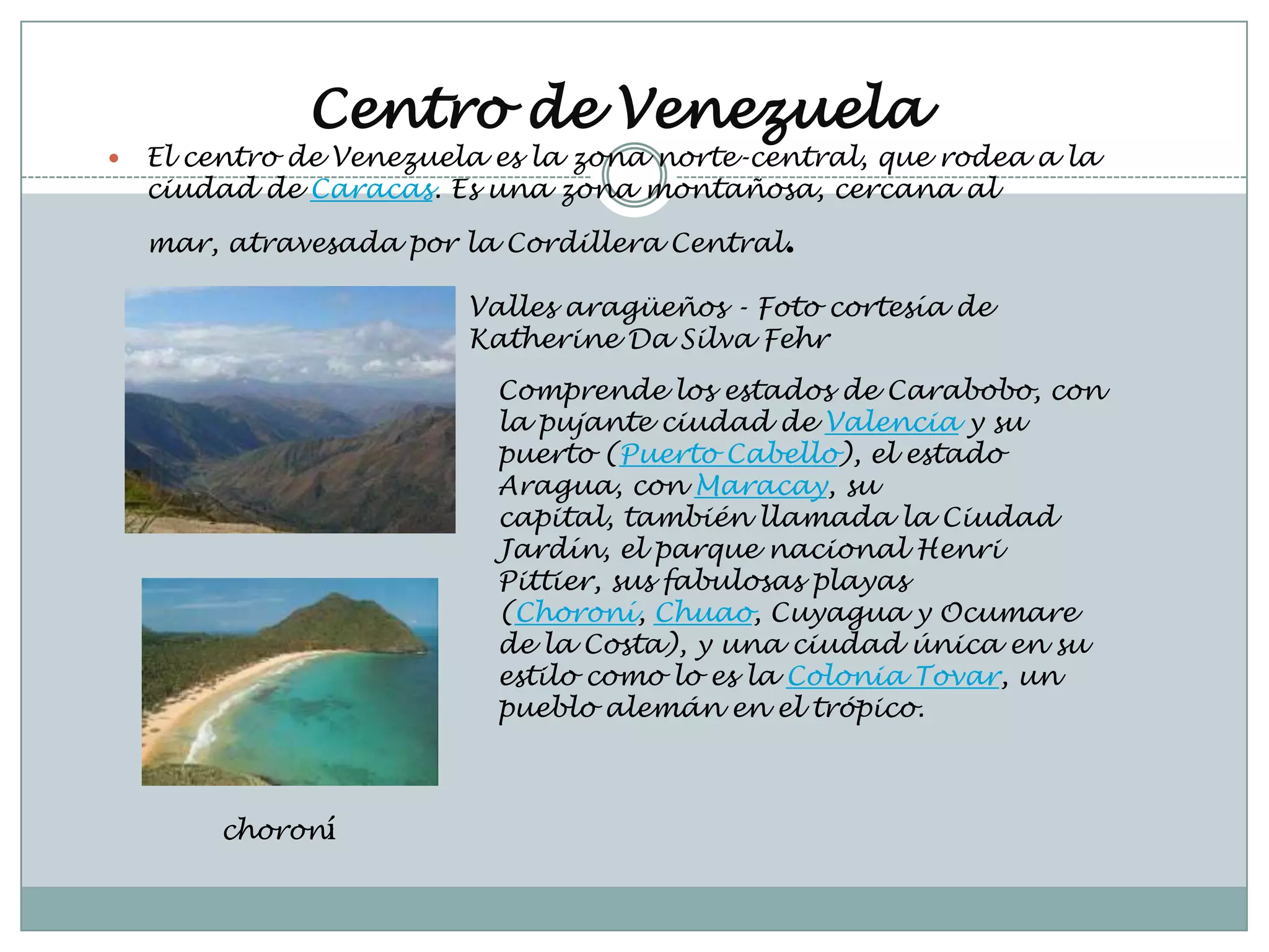 Lugares turisticos de venezuela (centro de venezuela) | PPTX