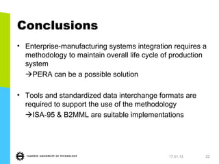 An approach to use PERA in Enterprise Modeling for industrial systems | PPT