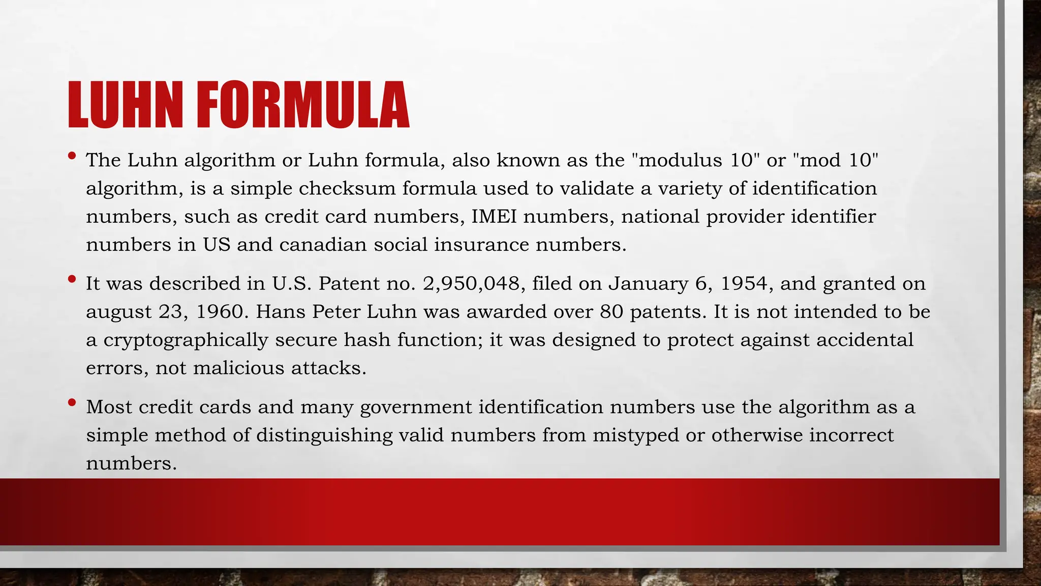 Project sa Master's degree LUHN FORMULA.pptx | Computing | Technology & Computing