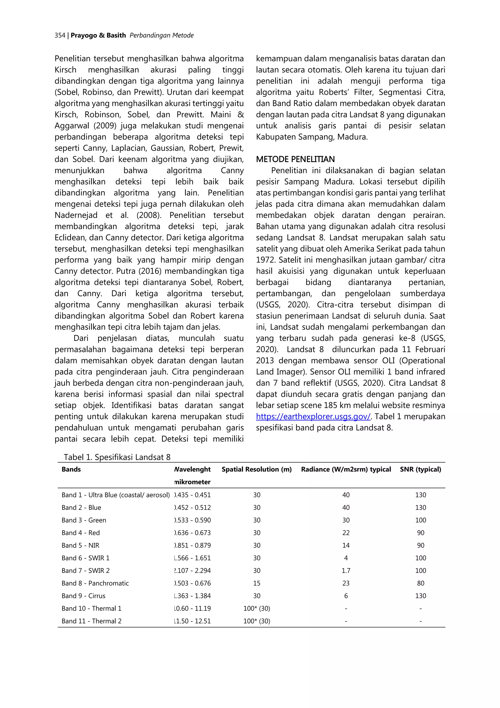 Perbandingan Metode Roberts’ Filter, Segmentasi dan Band Ratio Pada ...