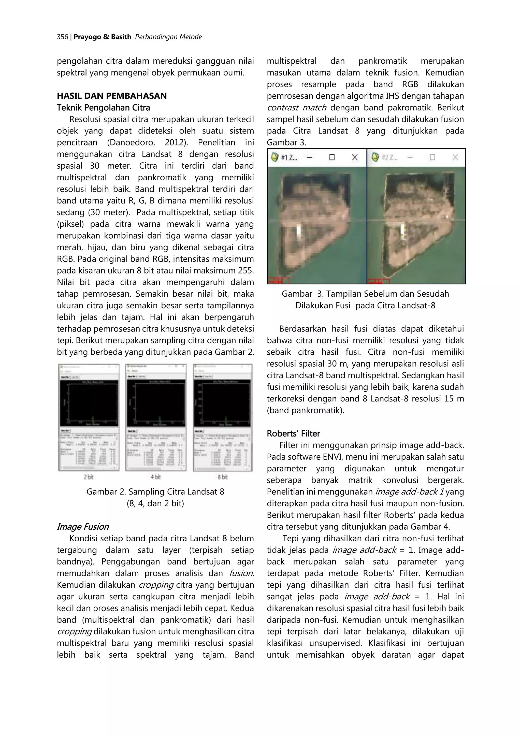 Perbandingan Metode Roberts’ Filter, Segmentasi dan Band Ratio Pada ...