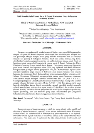 Study of Tidal Characteristics in The South and North Coastal of ...