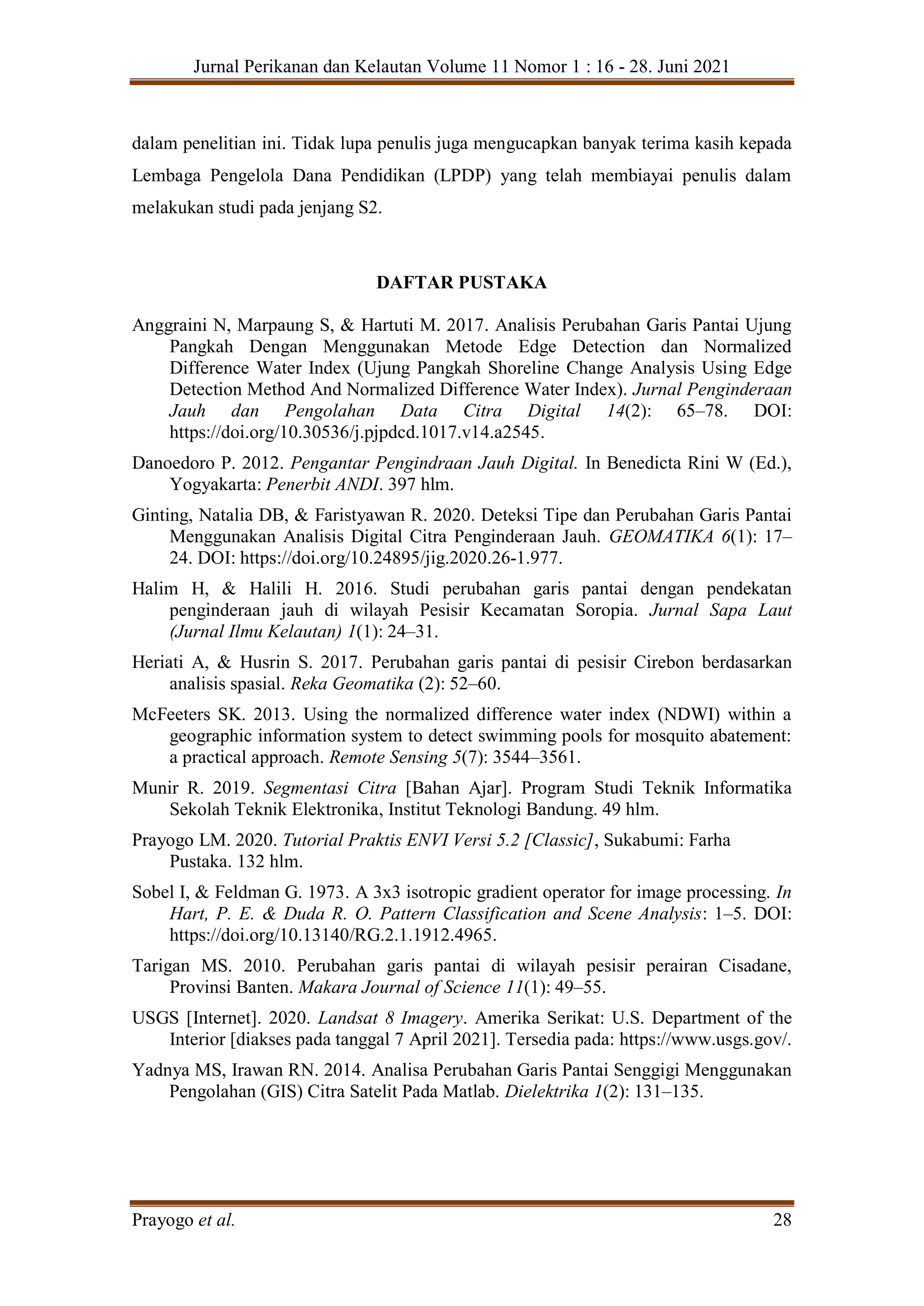 Comparison of Normalized Difference Water Index (NDWI) and Sobel Filter ...