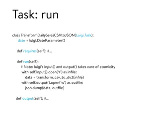 Managing data workflows with Luigi | PPT