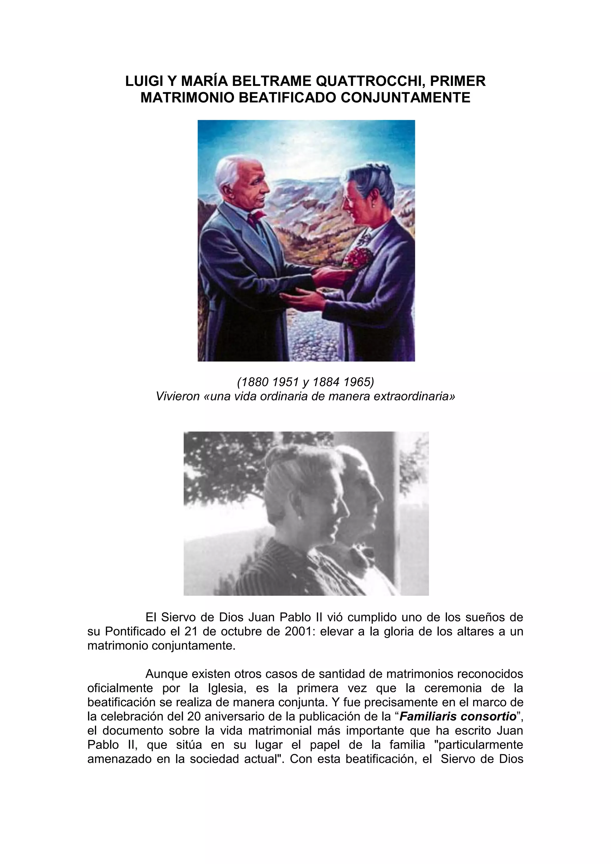 Luigi Y MaríA Beltrame Quattrocchi | PDF