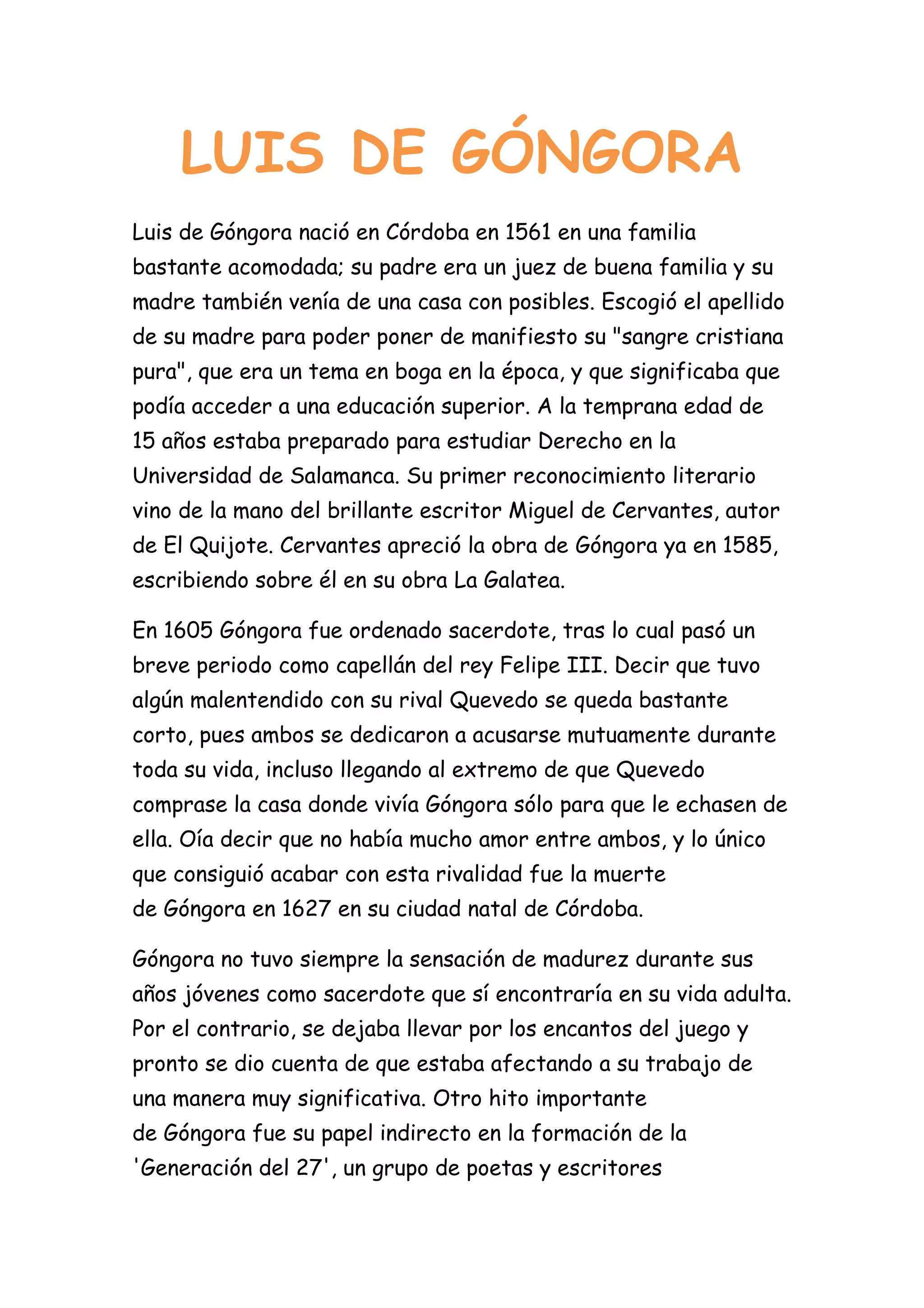 Luis de góngora poeta | PDF