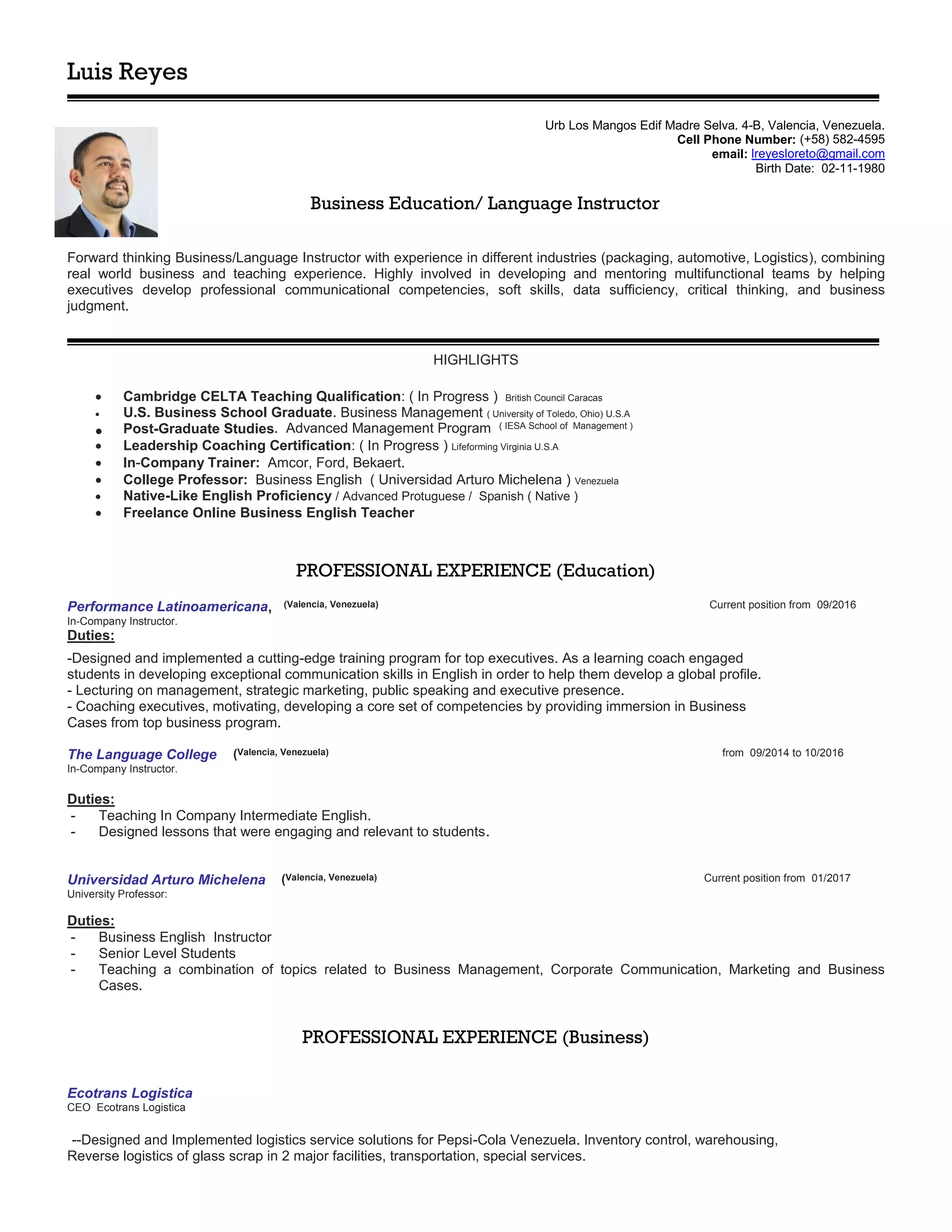 Luis Reyes Resume | PDF