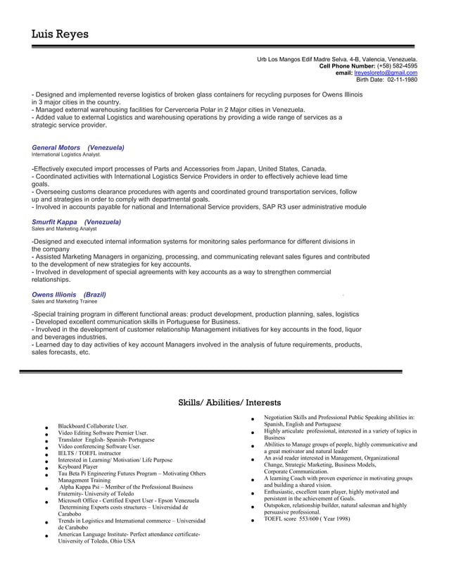 Luis Reyes Resume | PDF