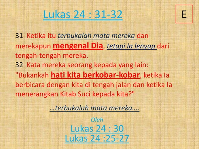 Lukas 24 ayat 13 35 yesus menampakkan diri di jalan ke emaus | PPSX