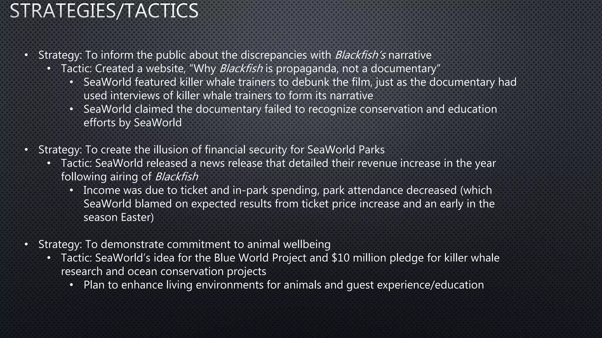SeaWorld's Response to Blackfish | PPTX