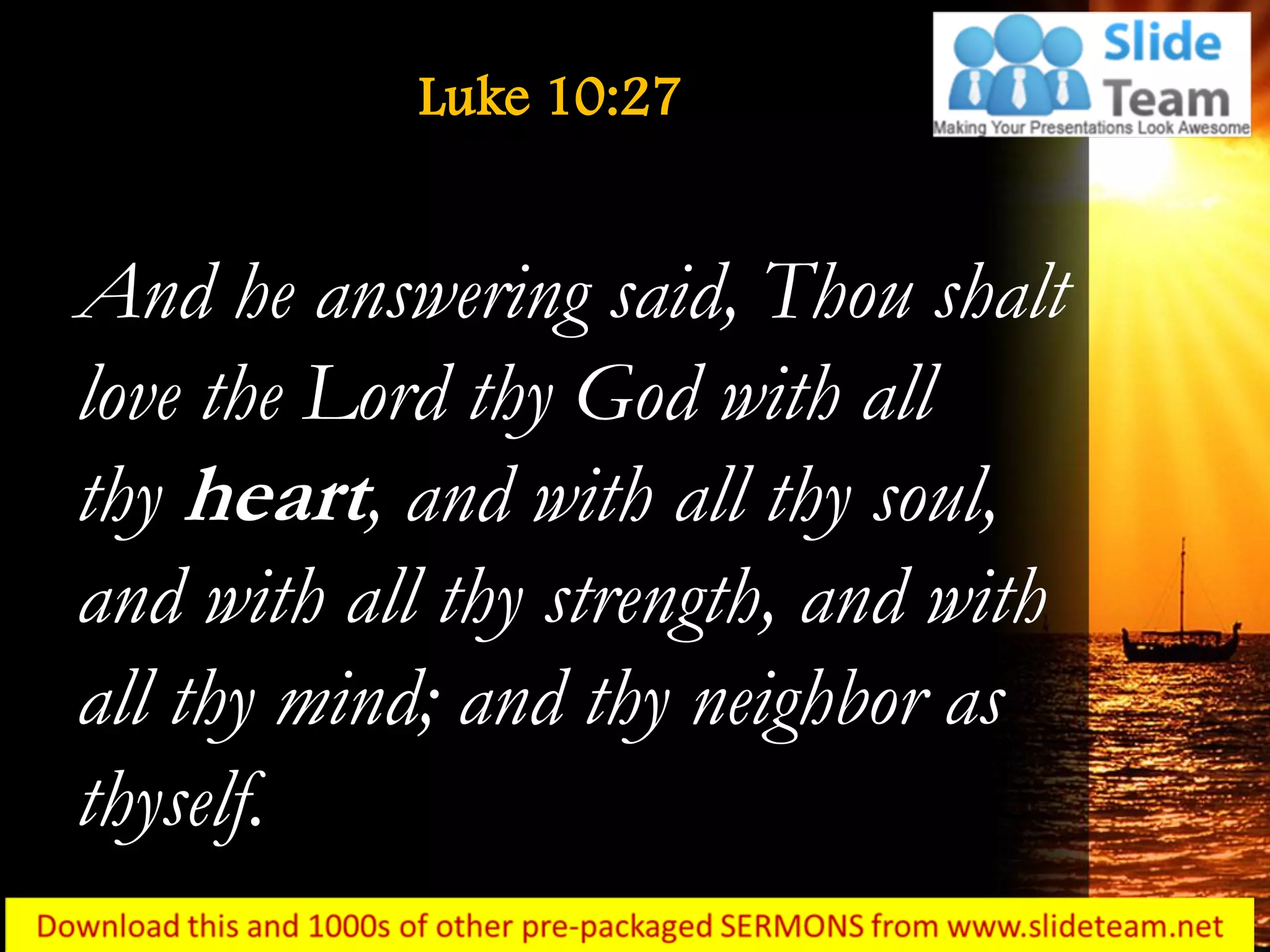 Luke 10 27 love your neighbor as yourself power point church sermon | PDF