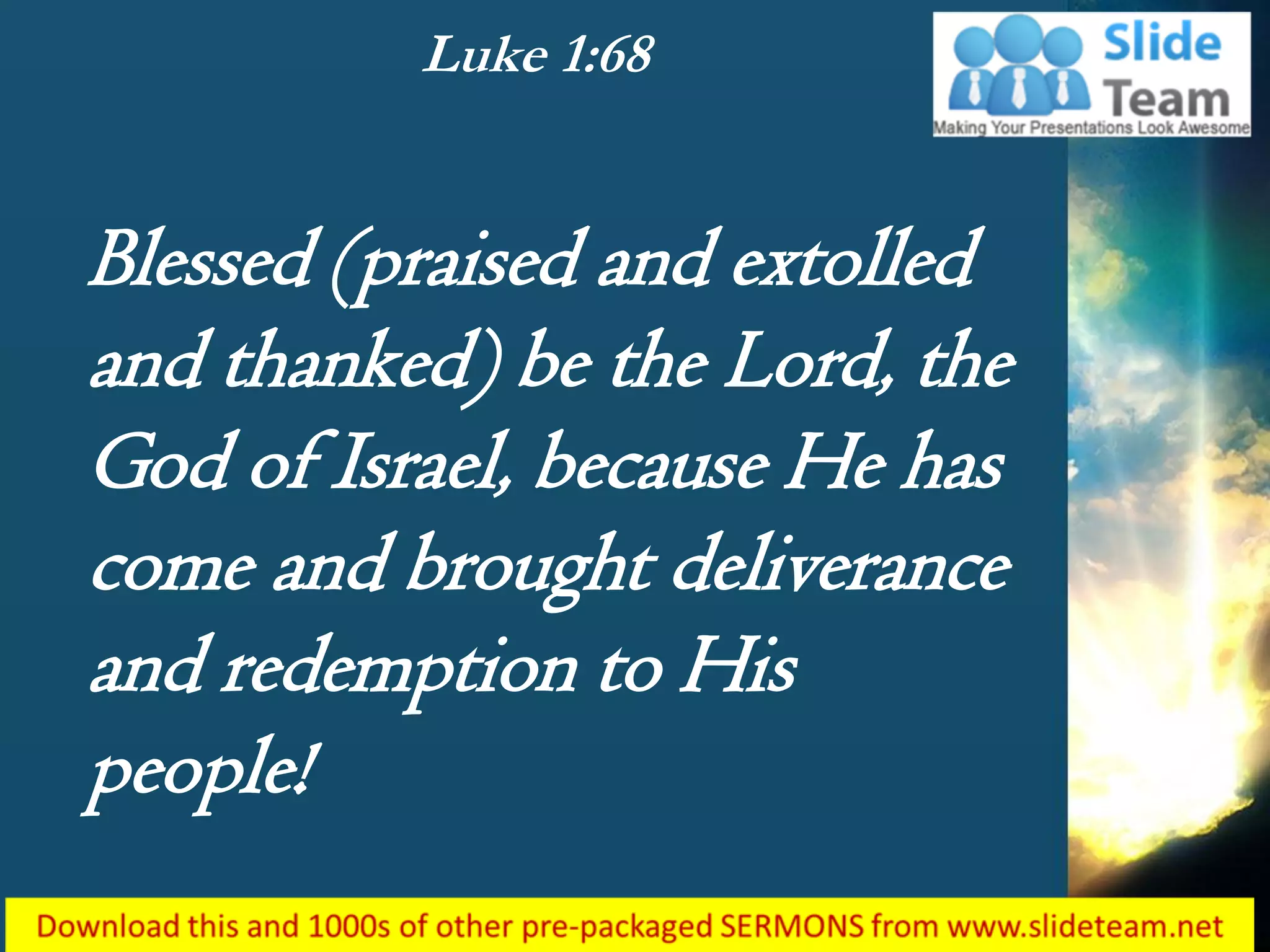 Luke 1 68 he has come to his people power point church sermon | PDF