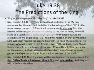 Luke 19, The Triumphal Entry, The King Who Comes, Why the “King”, The ...