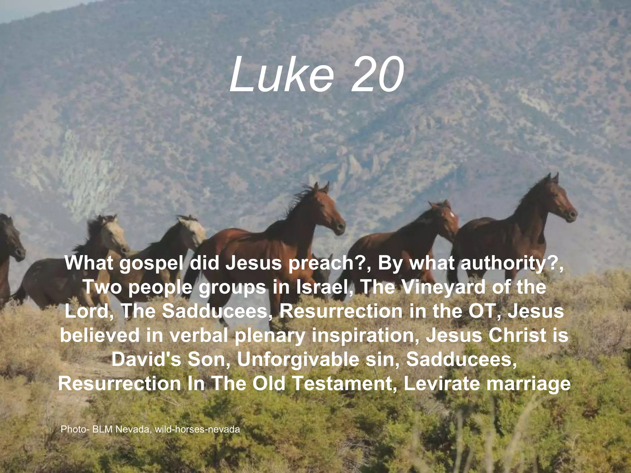 Luke 20, Jesus’ gospel and authority, amazed thaumazo, OT Resurrection ...