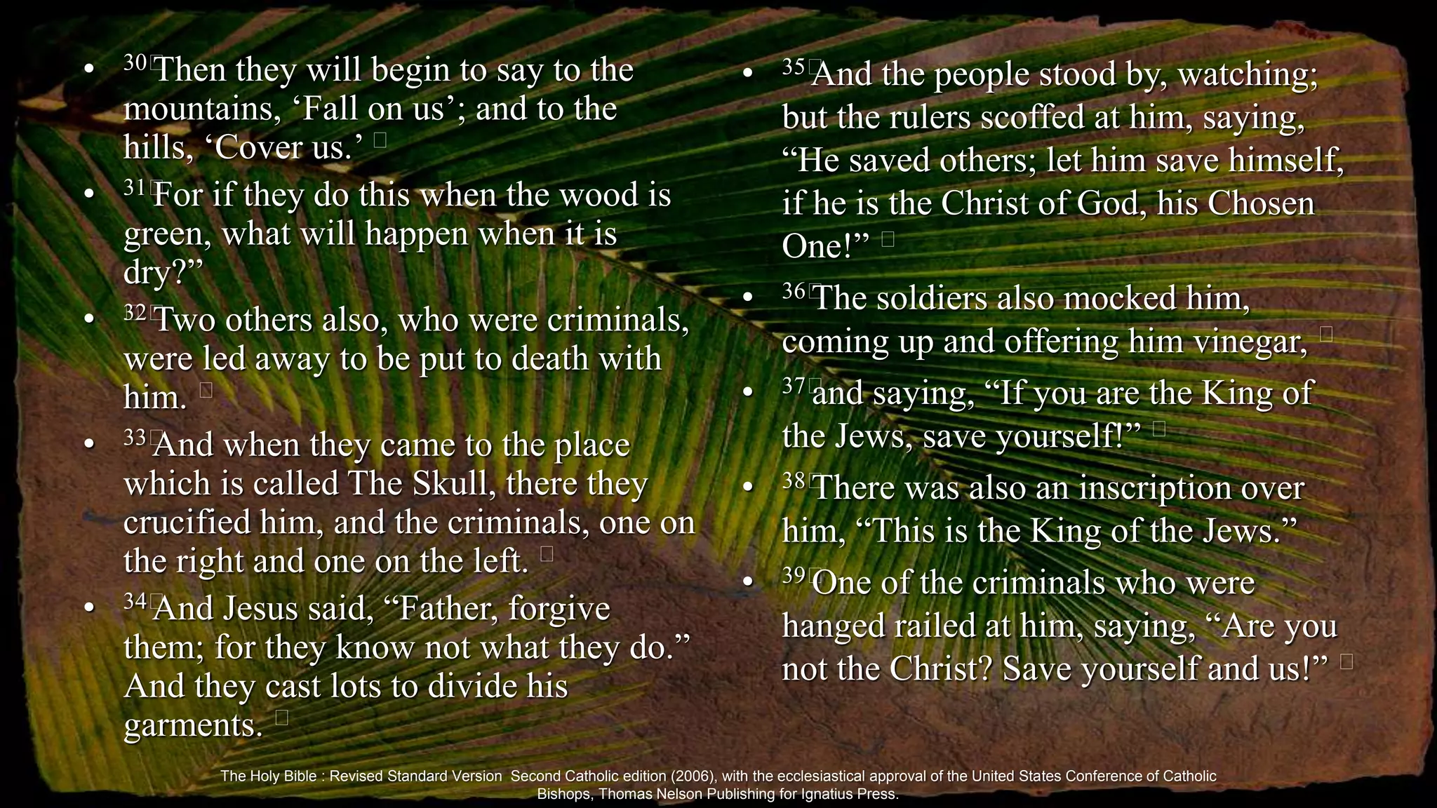 Passion Sunday - Gospel - Luke 23:1–49 (NAB) | PPSX