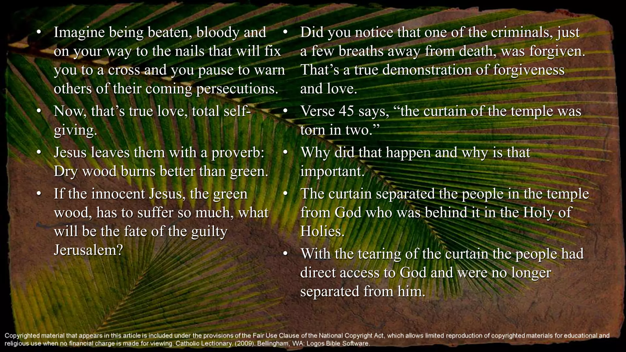 Passion Sunday - Gospel - Luke 23:1–49 (NAB) | PPSX