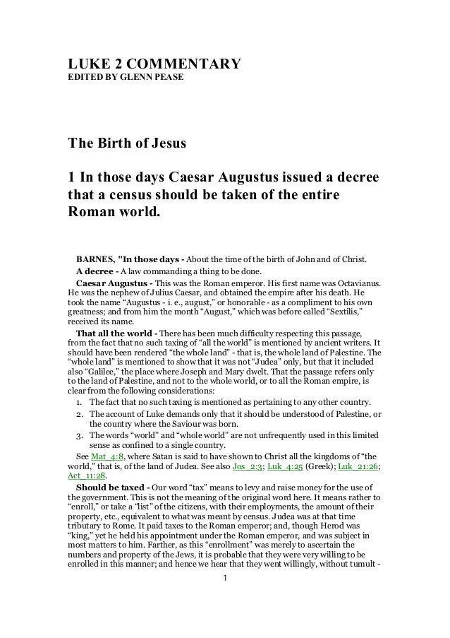 Luke 2 Commentary Luke 2 Commentary