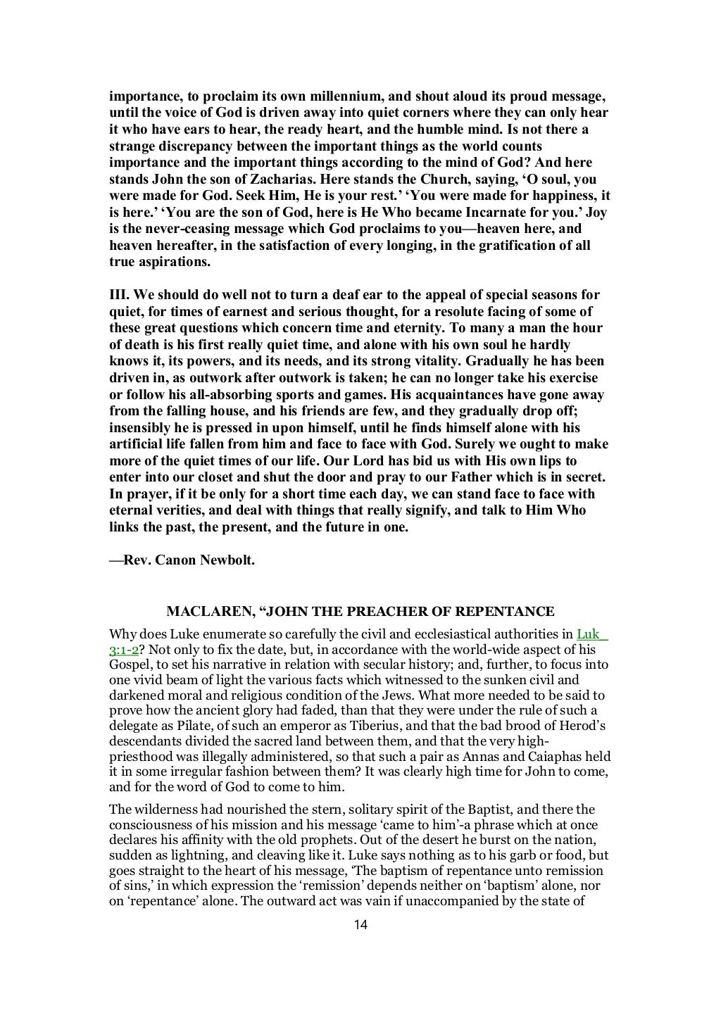 Luke 3 Commentary Luke 3 Commentary