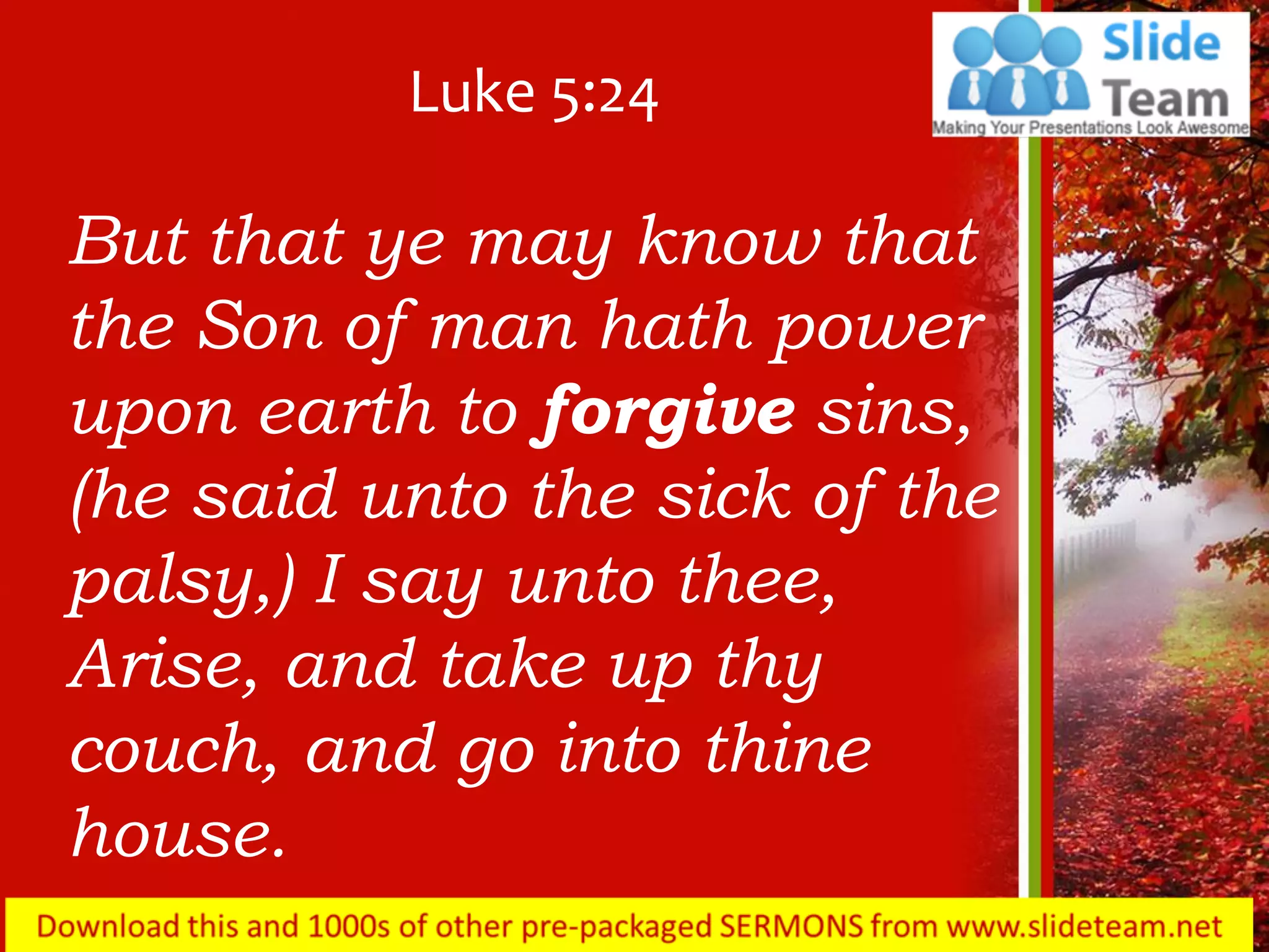 Luke 5 24 i tell you get up take power point church sermon | PPT