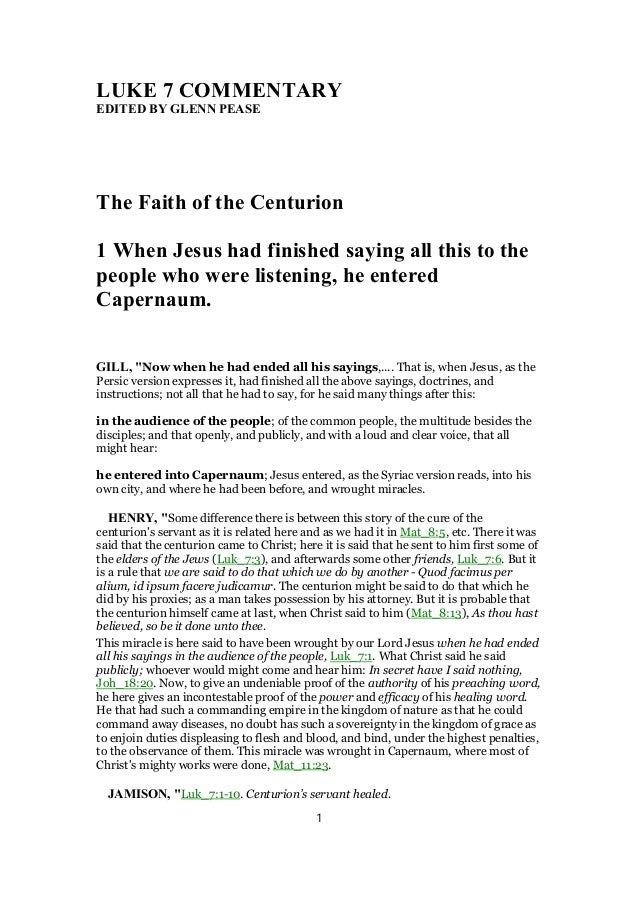 Luke 7 Commentary Luke 7 Commentary