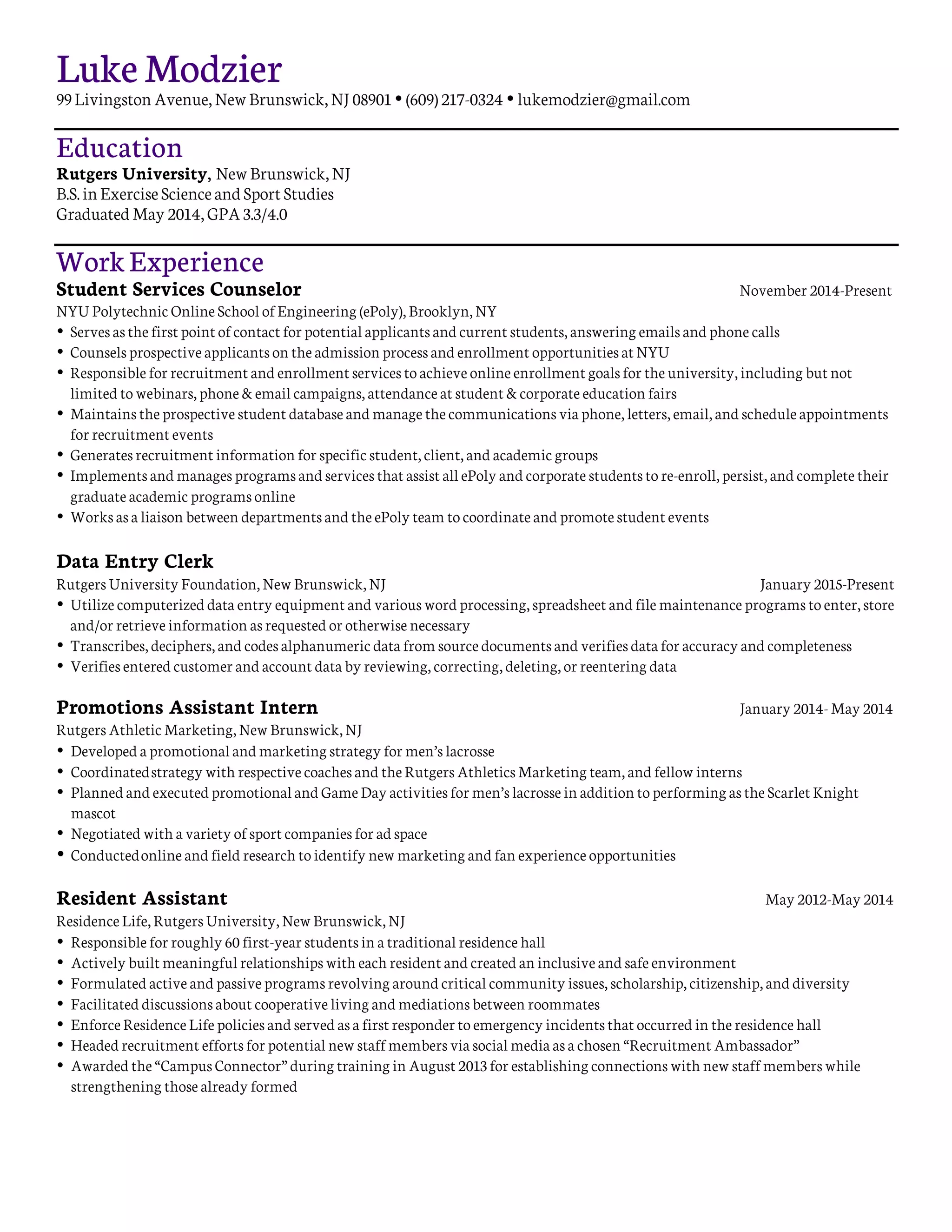 Luke Modzier Resume | PDF